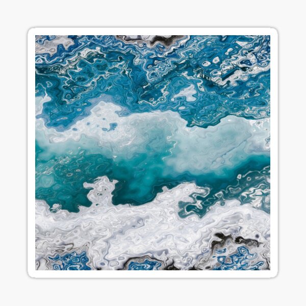 "Abstract Acrylic Art Sea Ocean Waves" Sticker for Sale by Diginique ...