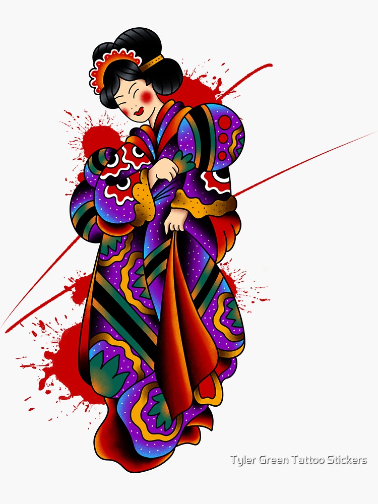 "Bloody Geisha" Sticker for Sale by InkedEagle | Redbubble