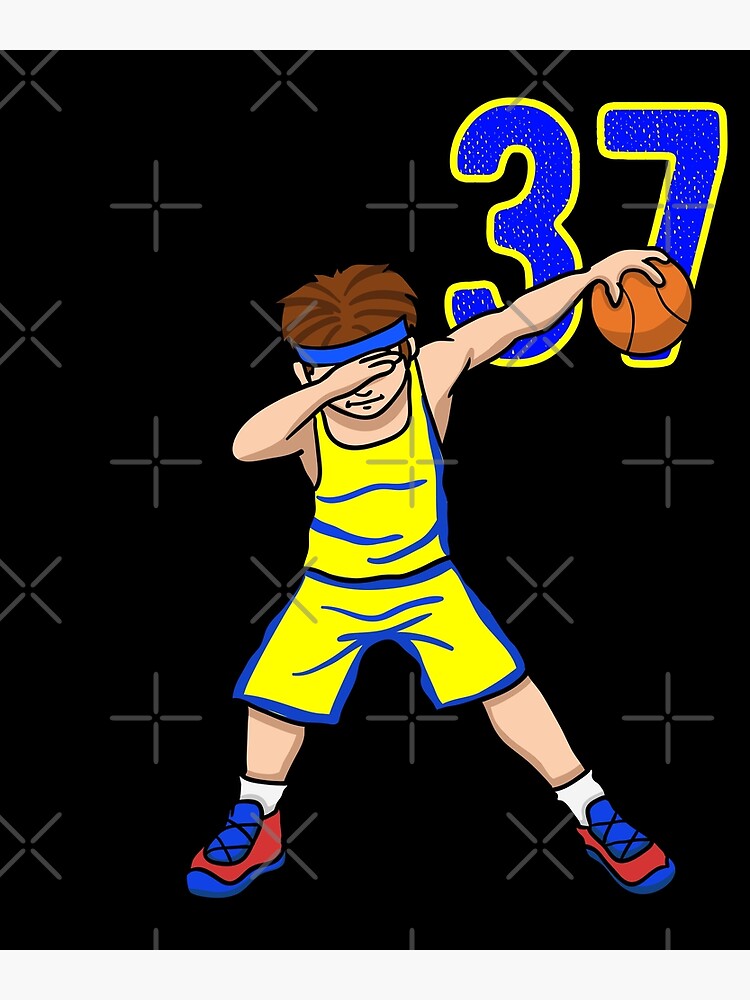 Poster « Cool Yellow Blue Basketball Team Number 37 Basketball Player ...