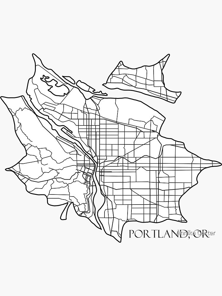 "Portland Leaf Map" Sticker for Sale by 15ani | Redbubble