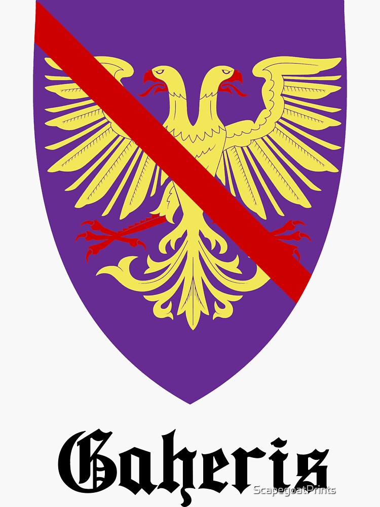 "Heraldry of Gaheris with Text" Sticker for Sale by ScapegoatPrints ...