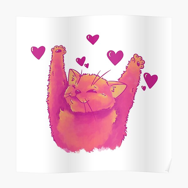 "Heart Cat Meme" Poster for Sale by MariaNinfa | Redbubble