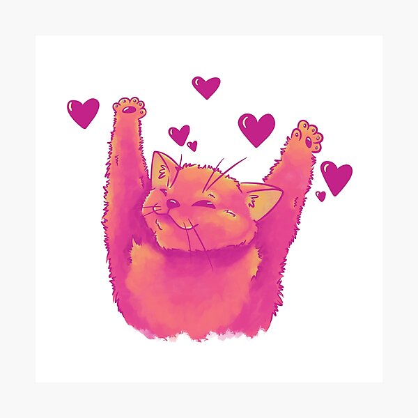 "Heart Cat Meme" Photographic Print by MariaNinfa | Redbubble
