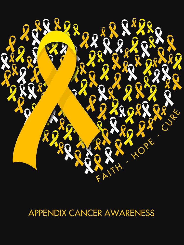 "Faith Hope Love Appendix Cancer Awareness Cancer Ribbon Heart" T-shirt ...