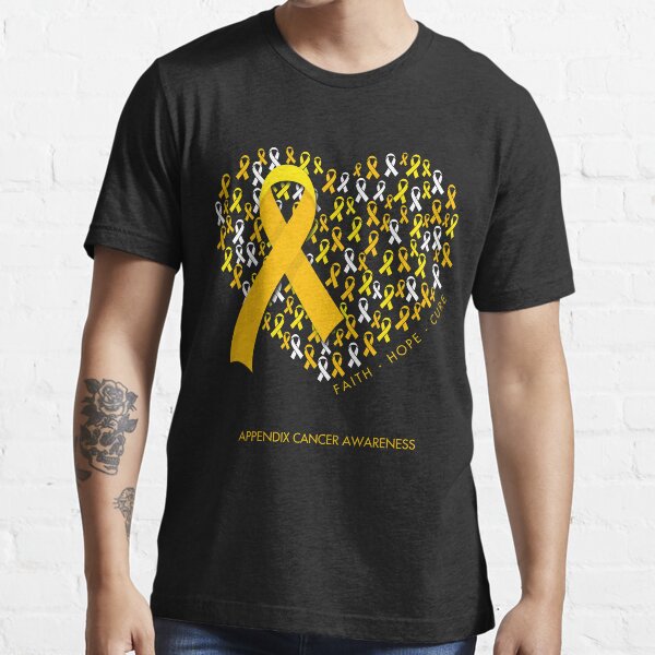 "Faith Hope Love Appendix Cancer Awareness Cancer Ribbon Heart" T-shirt ...