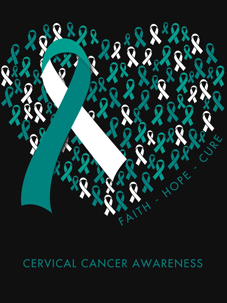 "Faith Hope Love Cervical Cancer Awareness Cancer Ribbon Heart ...