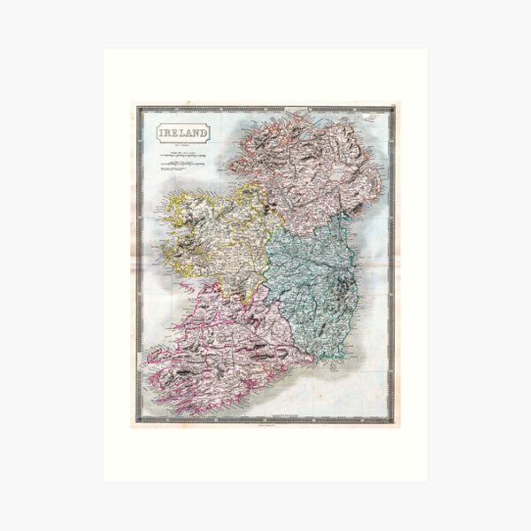 "Old Map of Ireland, 1850" Art Print for Sale by goldenanchor | Redbubble