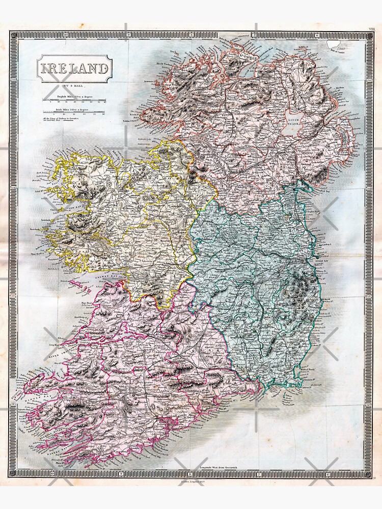 "Old Map of Ireland, 1850" Sticker by goldenanchor | Redbubble