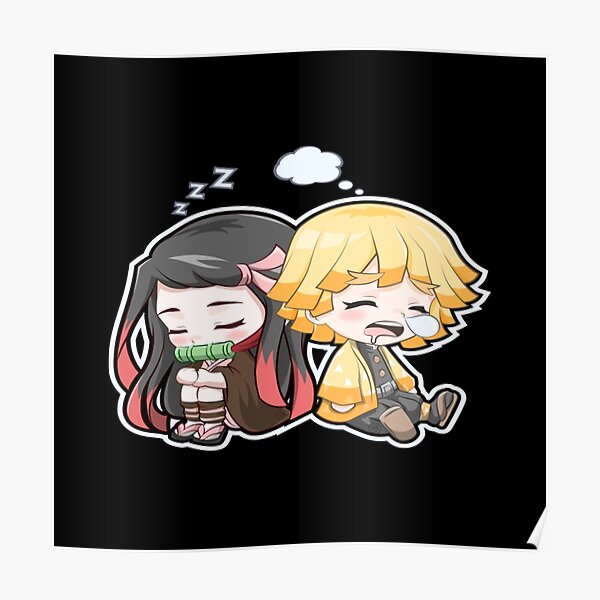 "Chibi Zenitsu and Nezuko Asleep" Poster by ThomasVelez | Redbubble