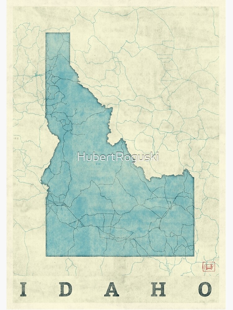 Póster «Mapa del estado de Idaho Blue Vintage» de HubertRoguski | Redbubble