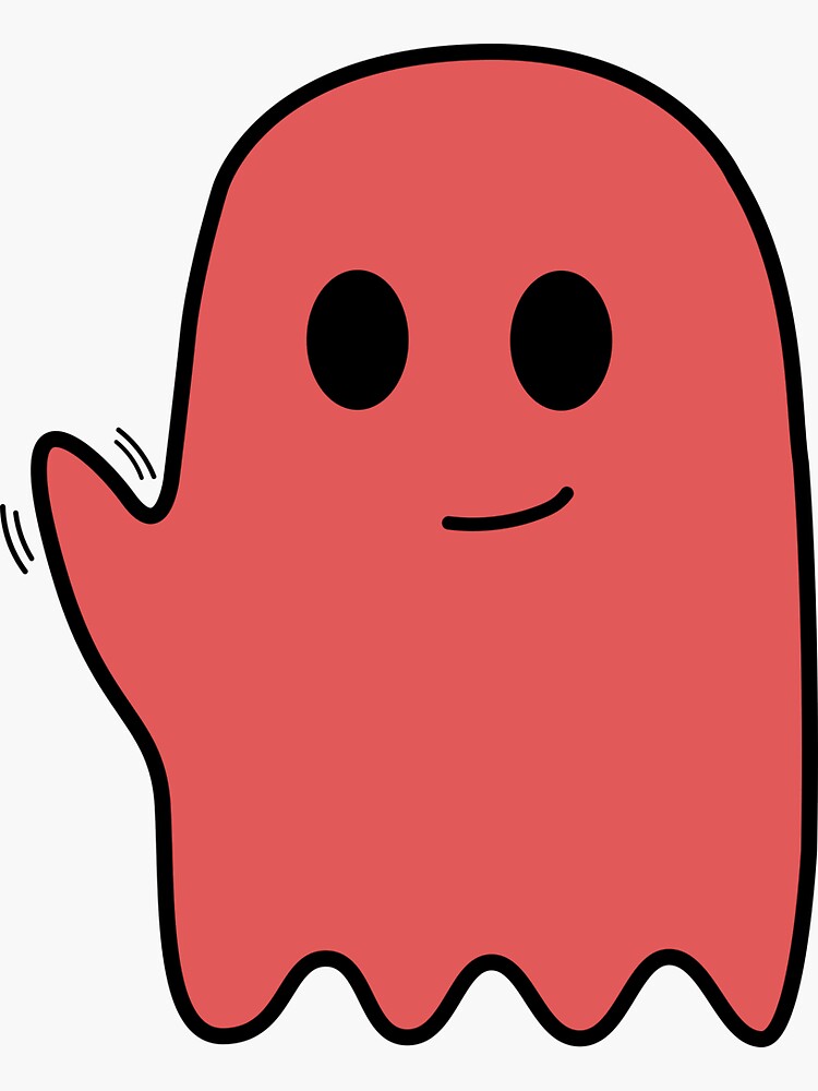"Cute red ghost waving hi" Sticker for Sale by emwing14 | Redbubble