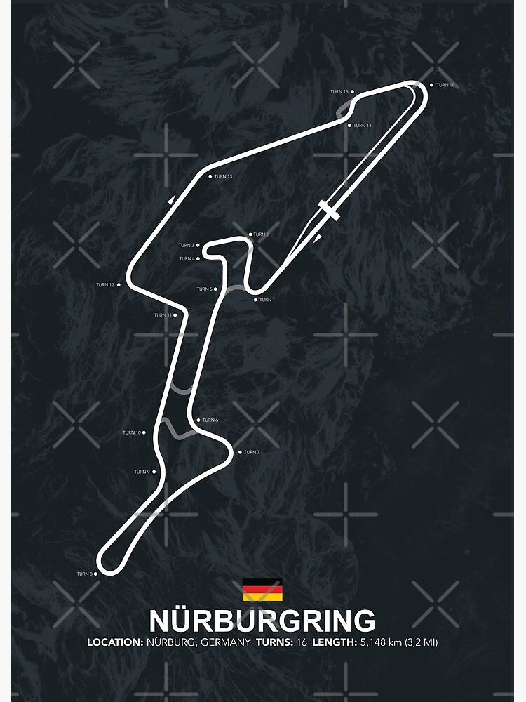 Lámina fotográfica «Nürburgring - Mapa del circuito» de Mapstars ...
