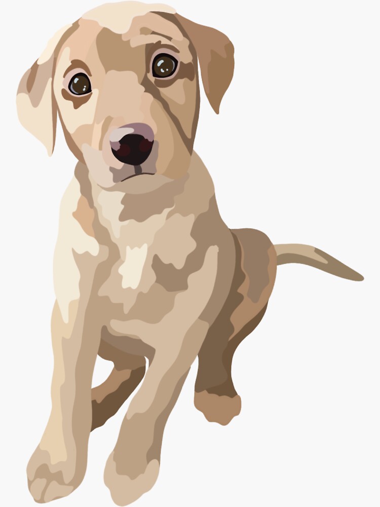 "Red Fox Labrador Puppy Dog Portrait Digital Illustration" Sticker for ...