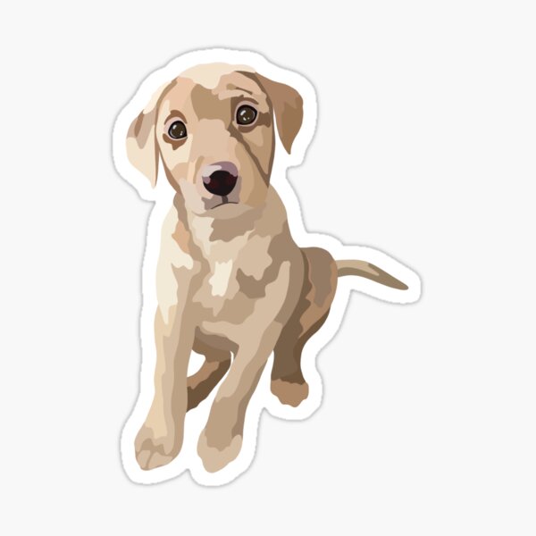 "Red Fox Labrador Puppy Dog Portrait Digital Illustration" Sticker for ...