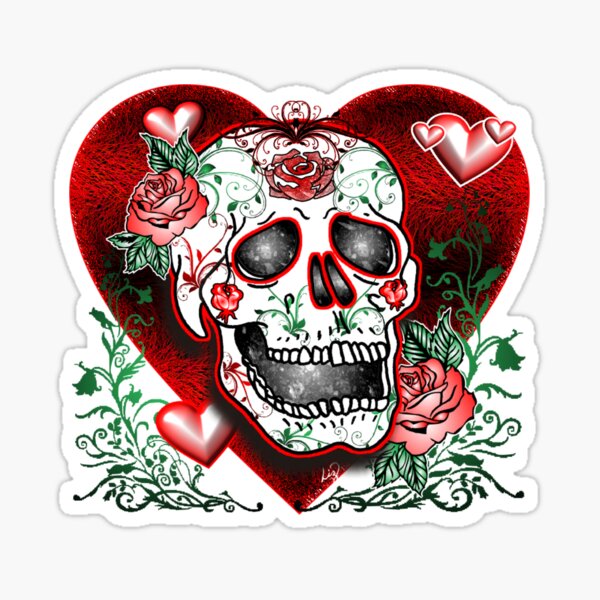"Rose Sugar Skull" Sticker by LizzArtistry | Redbubble