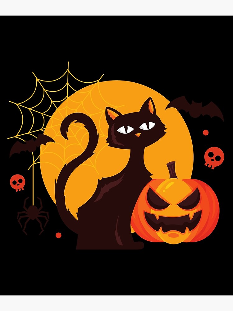 "Scary cat Halloween Night" Poster by TheveryGudMemes | Redbubble