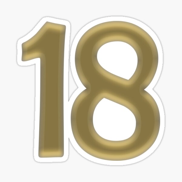 "Number 18 - Birthday - Age 18" Sticker by ddesigns166 | Redbubble