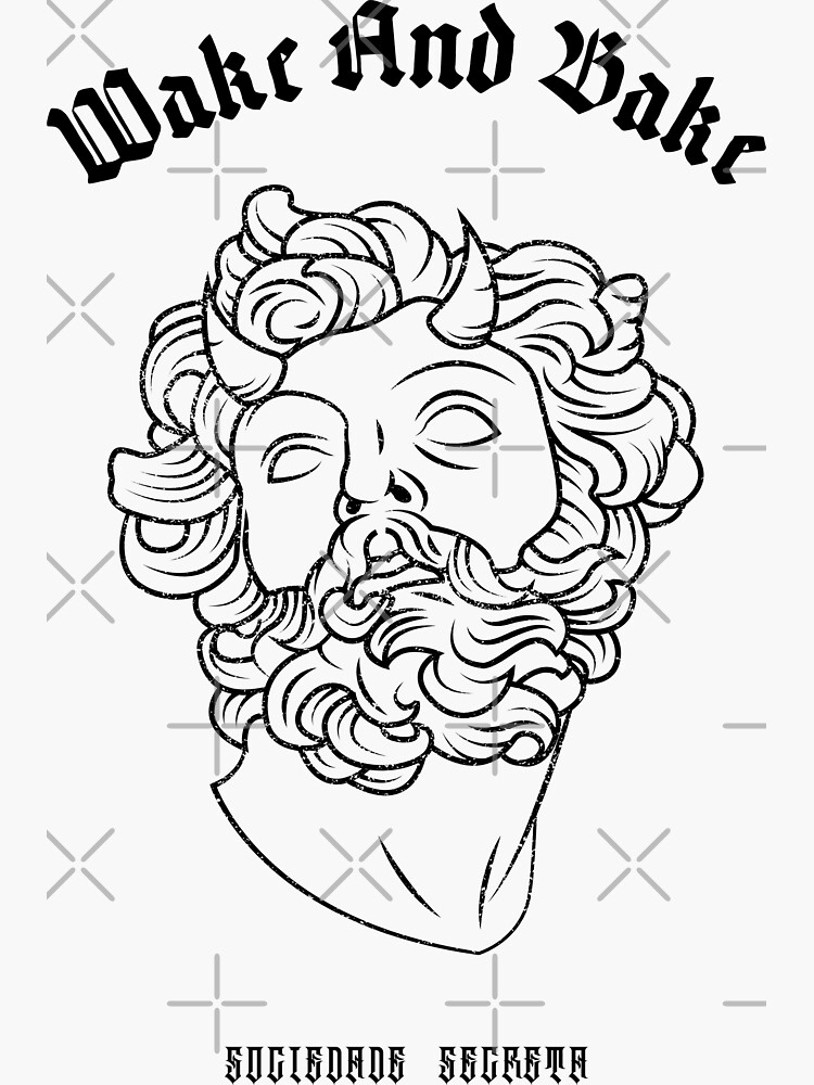 "WAKE AND BAKE x sociedadesecreta" Sticker for Sale by sociedadsecreta ...