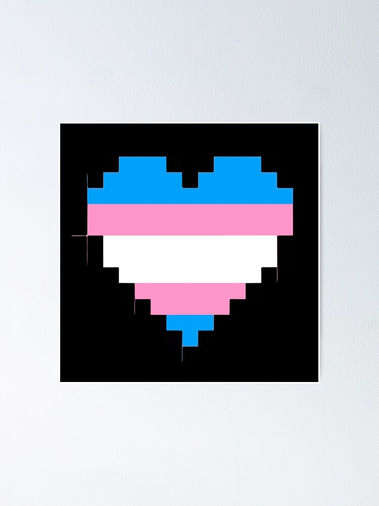 "Pixel Heart Trans Pride Flag (Black Background)" Poster by QueerShop ...