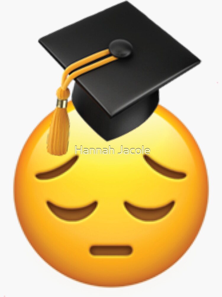 "Graduation Emoji – Sad Face" Sticker by hannahjpy | Redbubble
