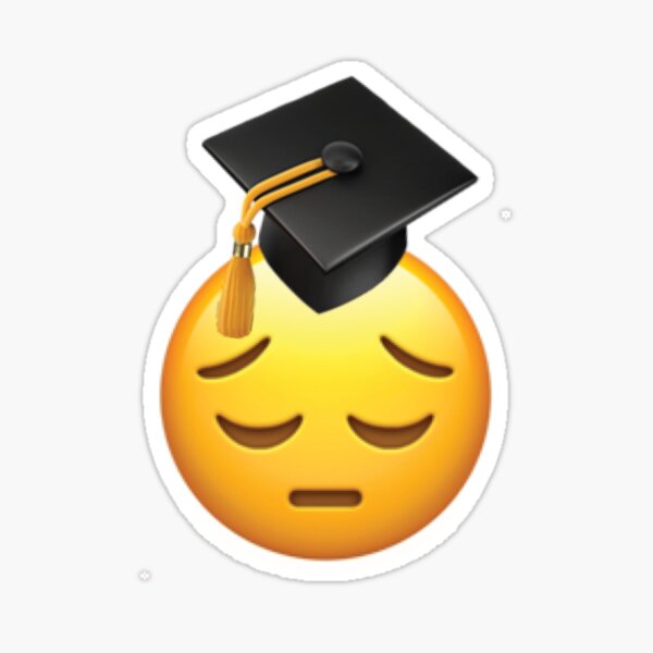 "Graduation Emoji – Sad Face" Sticker by hannahjpy | Redbubble