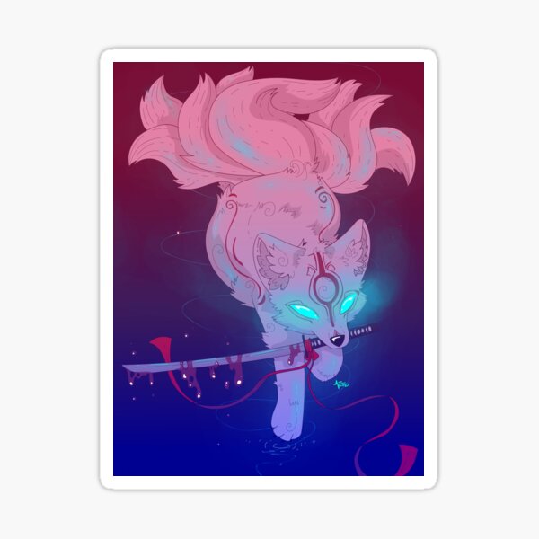 "Kitsune" Sticker for Sale by AnnaValdezArt | Redbubble