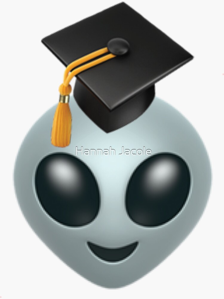 "Graduation Emoji – Alien Face" Sticker by hannahjpy | Redbubble