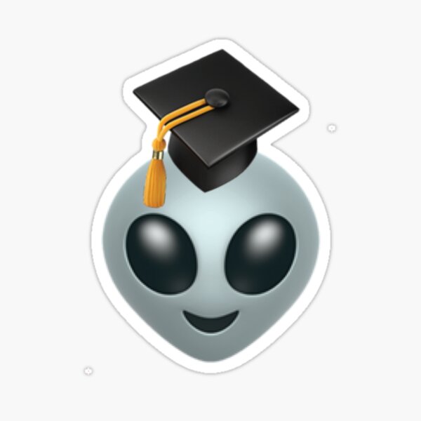 "Graduation Emoji – Alien Face" Sticker by hannahjpy | Redbubble