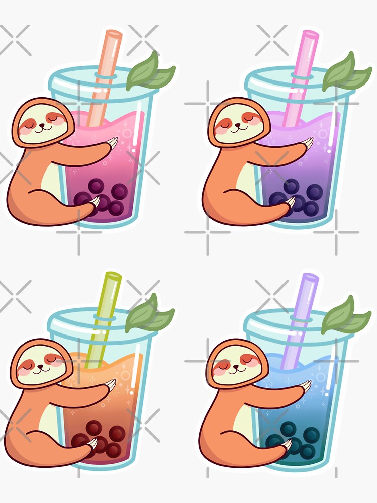 "Cute sloth with bubble tea sticker pack" Sticker for Sale by ...