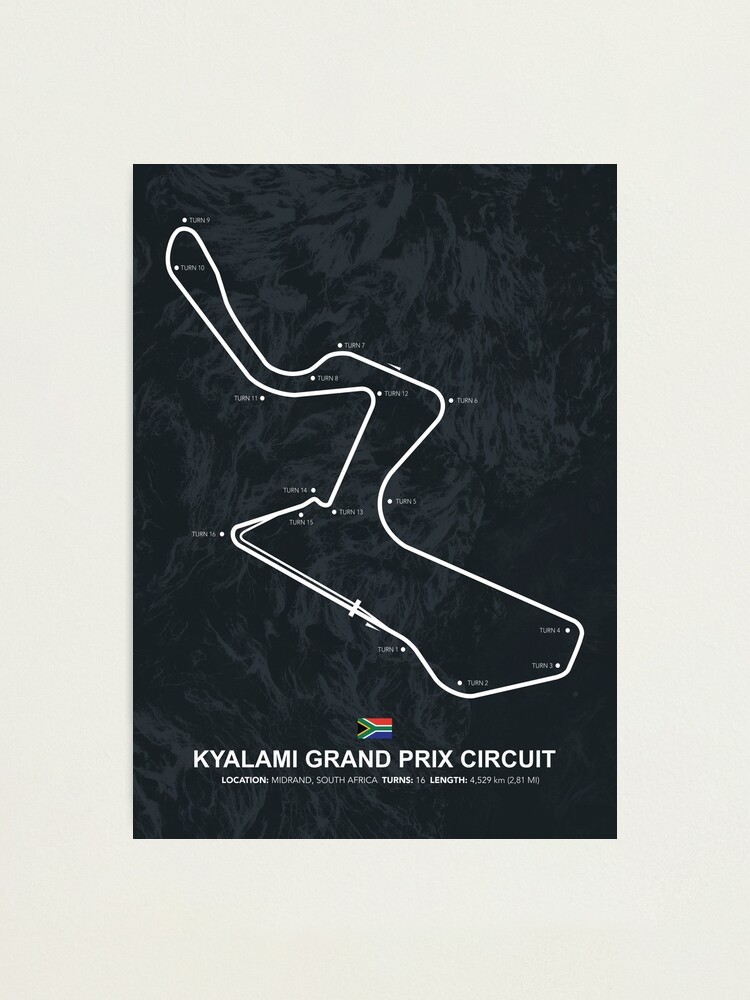 "Kyalami Grand Prix Circuit - Racetrack Map" Photographic Print for ...