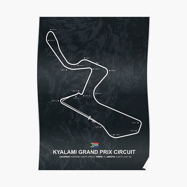 "Kyalami Grand Prix Circuit - Racetrack Map" Poster for Sale by ...
