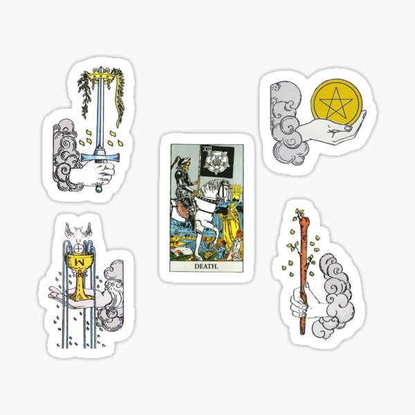"Tarot Pack Sticker Set - The Death Card with Ace Set" Sticker for Sale ...