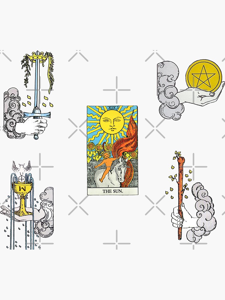 "Tarot Pack Sticker Set - The Sun Card with Ace Set" Sticker for Sale ...