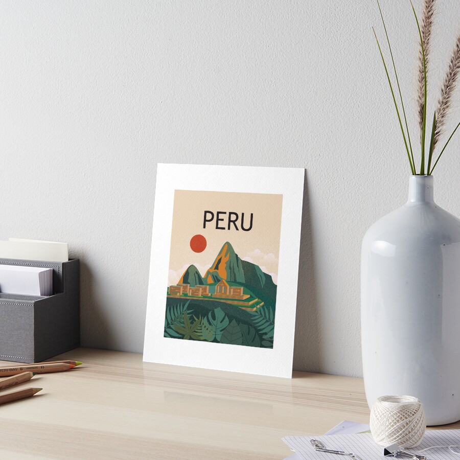 "Peru Machu picchu travel poster" Art Board Print by Caravanstudio ...