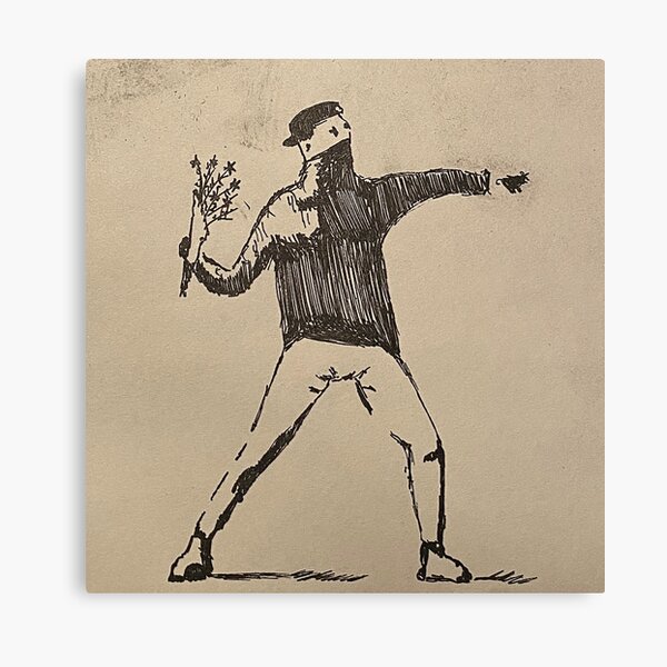 "Banksy's Rage, The Flower Thrower" Canvas Print for Sale by RocioRubio ...