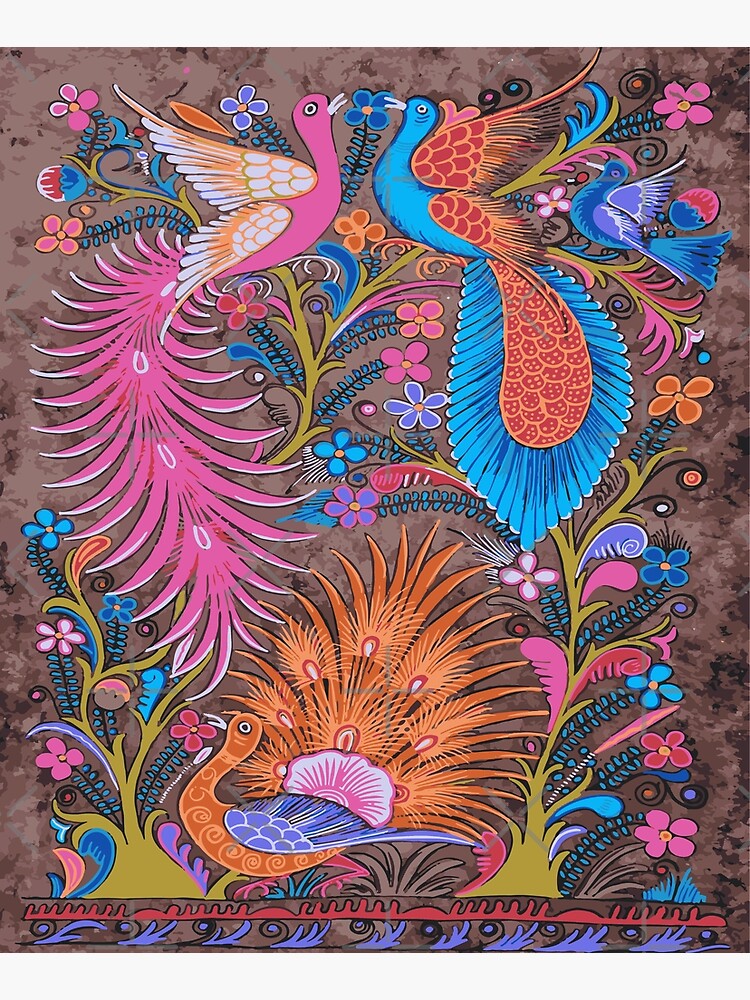 "Amate BIRD bark painting" Mounted Print for Sale by T-Mex | Redbubble