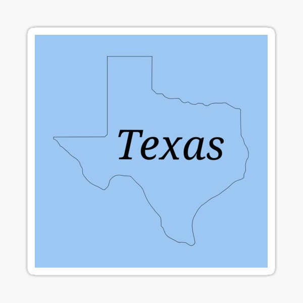 "Texas state outline with text" Sticker for Sale by creativenweird ...