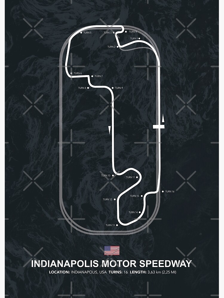 "Indianapolis Motor Speedway - Racetrack Map" Canvas Print for Sale by ...
