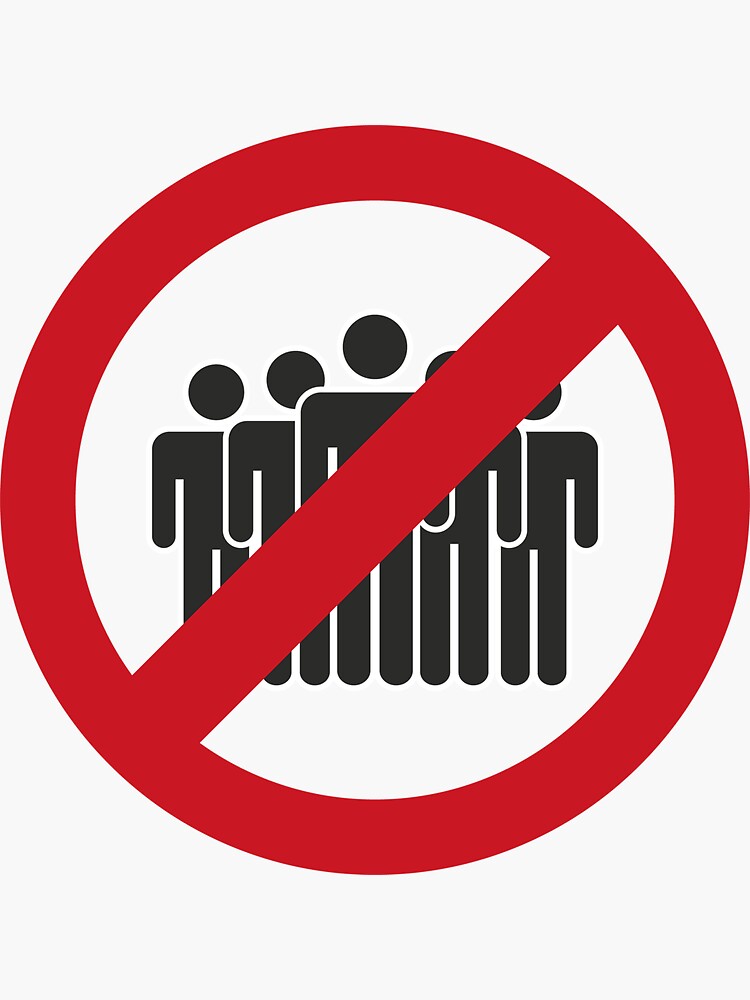 "No crowd icon. Avoid crowded places. Coronavirus sticker" Sticker by ...