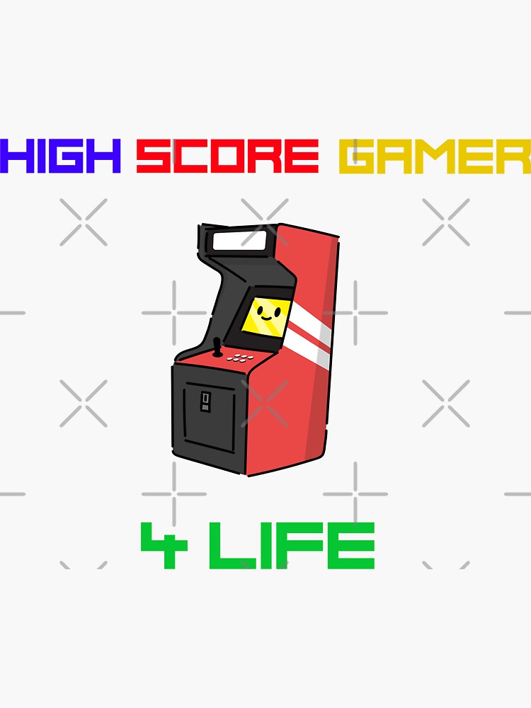 "High score gamer 4 life arcade" Sticker by jrenderos | Redbubble