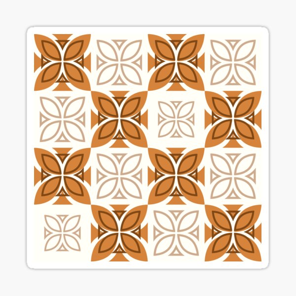 "Pasifika Nonu 1 Pattern - Orange" Sticker by lolomastudio | Redbubble