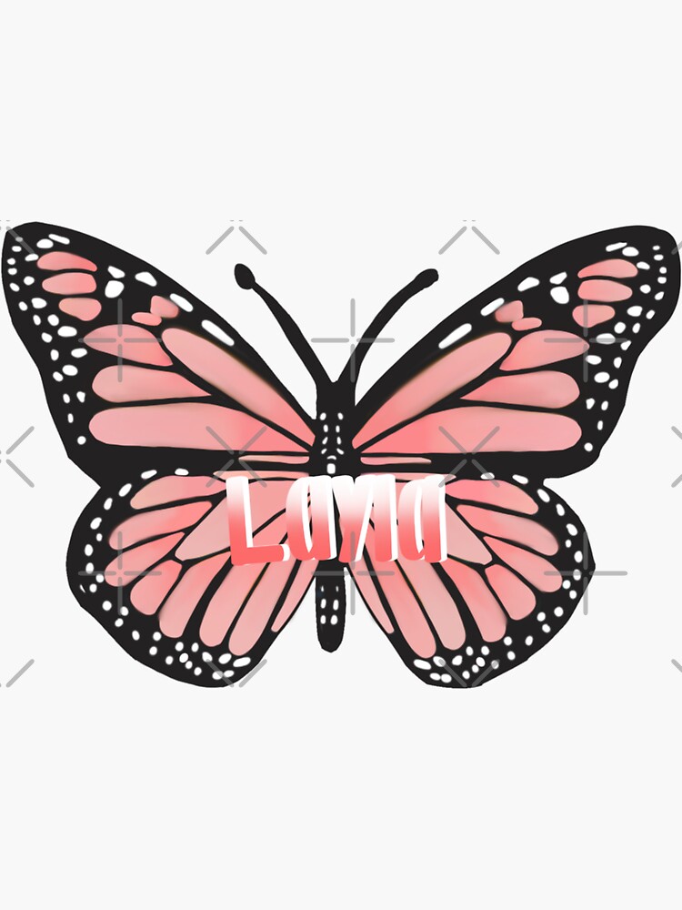"Layla pink butterfly " Sticker by ArtbyAnkitha | Redbubble