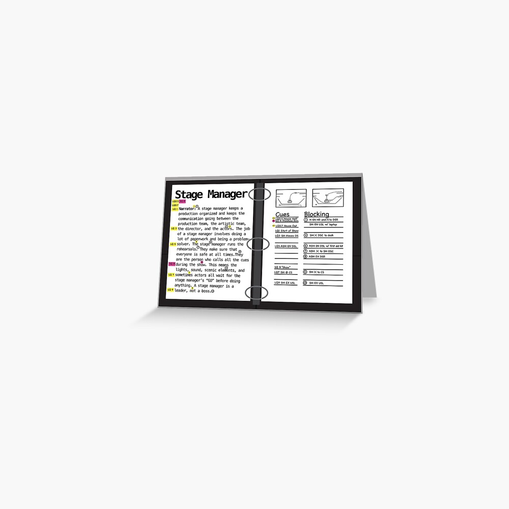"Stage Manager Prompt Book" Greeting Card for Sale by KiannasMind ...