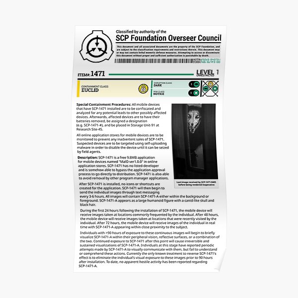 "SCP-1471 - MalO 1.0.0" Poster by musthaveitsfun | Redbubble