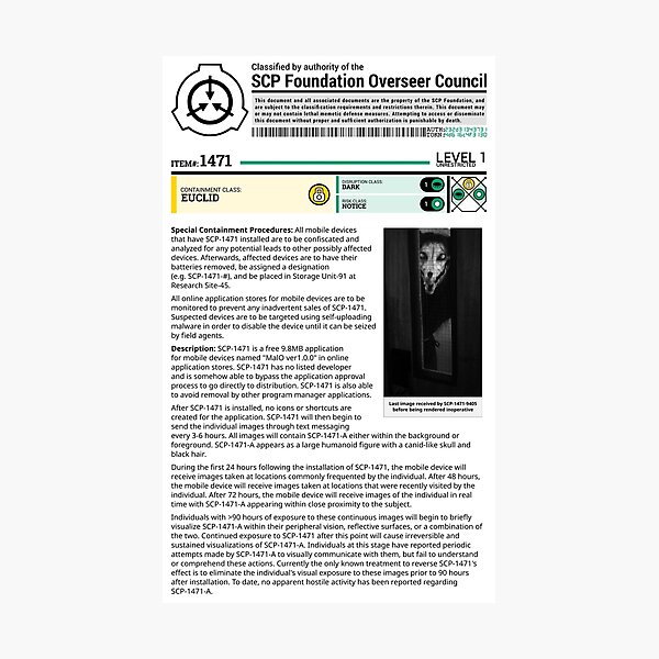 "SCP-1471 - MalO 1.0.0" Photographic Print for Sale by musthaveitsfun ...