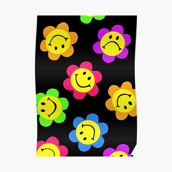 "Colourful Smiley Flowers " Poster for Sale by itslucylou | Redbubble