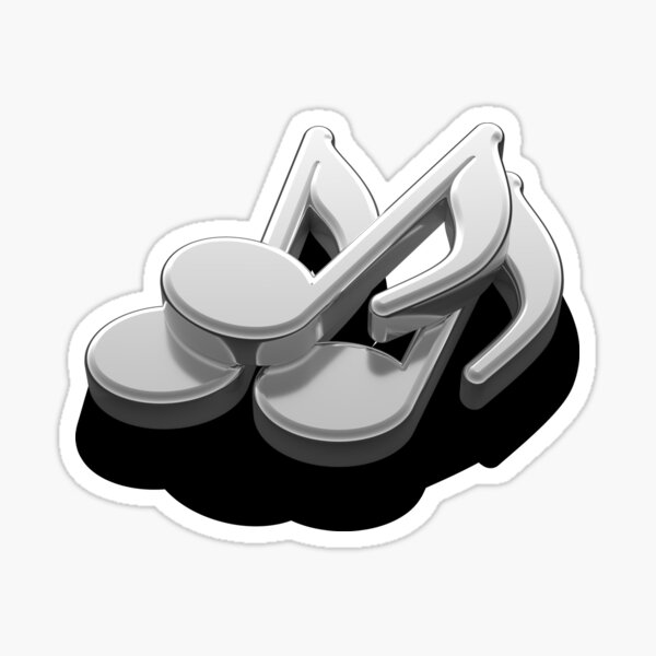 "Chrome music notes with shadow" Sticker for Sale by lathspell | Redbubble