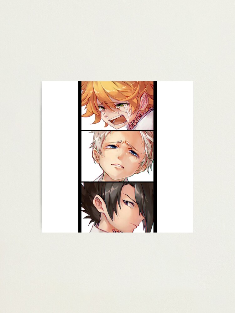 Lámina fotográfica «The Promised Neverland , sad Ray Emma and Norman ...