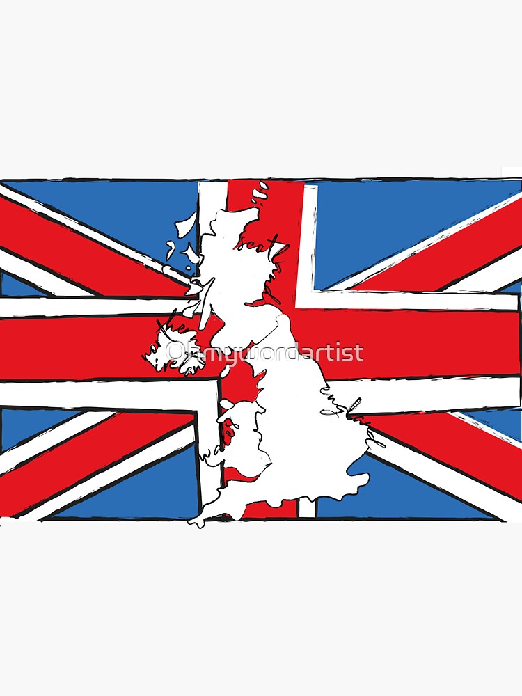 "UK Flag outline" Sticker by Ohmywordartist | Redbubble
