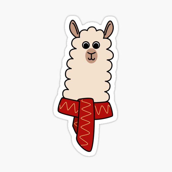 "Llama with a red scarf" Sticker by ClumsyCat | Redbubble